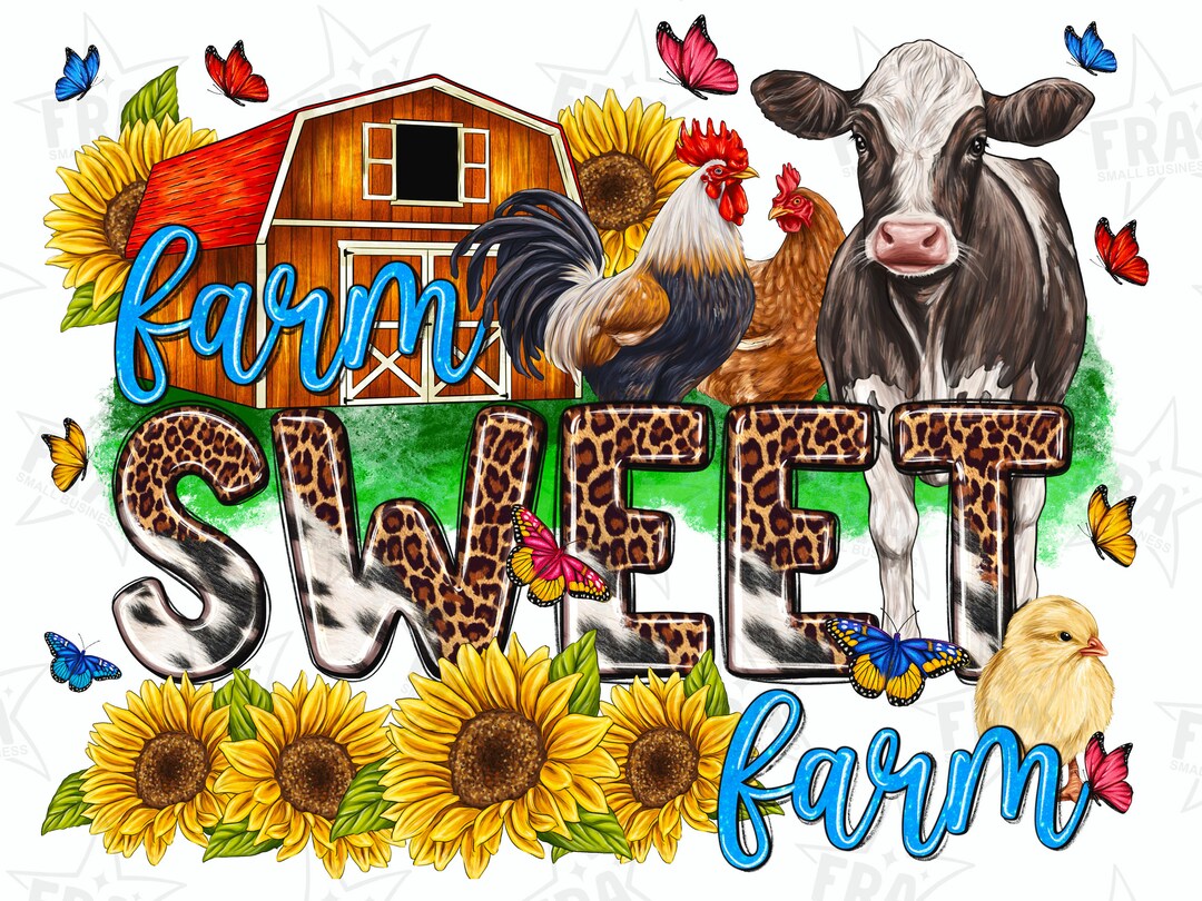 Farm Sweet Farm Png Sublimation Design Download, Red Barn Png, Western ...