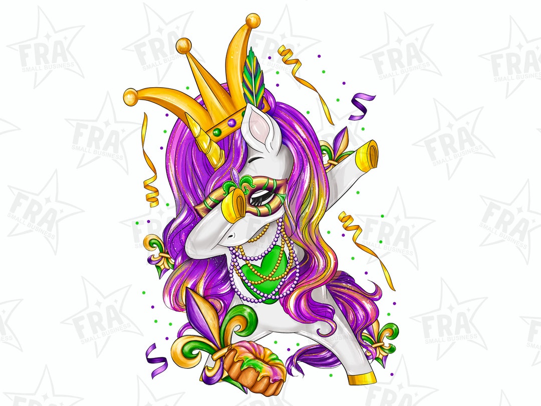 Dabbing Unicorn Mardi Gras Png, Mardi Gras Dabbing Unicorn PNG, Mardi ...