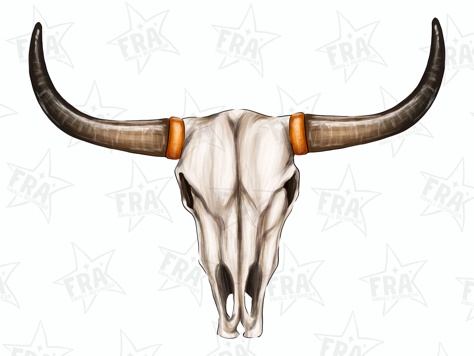 Western Bull Skull Png Sublimation Design, Hand Drawn Bull Skull Png ...