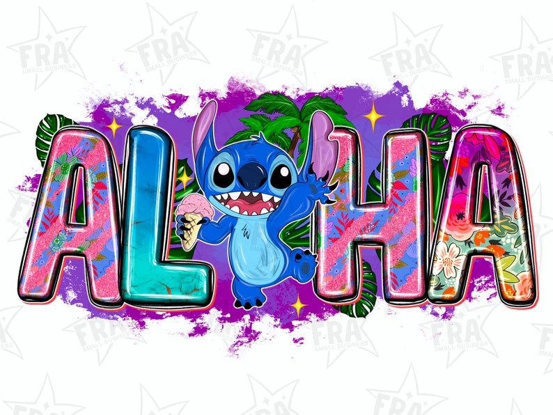 Aloha Stitch Png Sublimation Design Download, Hand Drawn Stitch Png ...