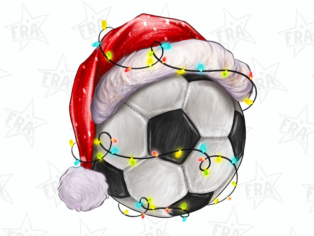 Christmas Soccer Ball Sublimation Png, Soccer Ball With Santa Hat PNG ...