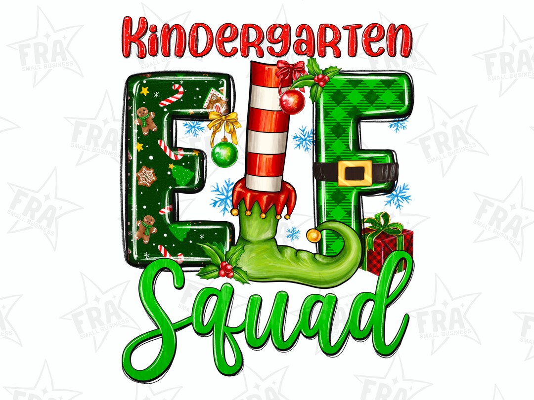 Kindergarten ELF Squad,christmas Teacher,funny Elf, Merry Christmas ...