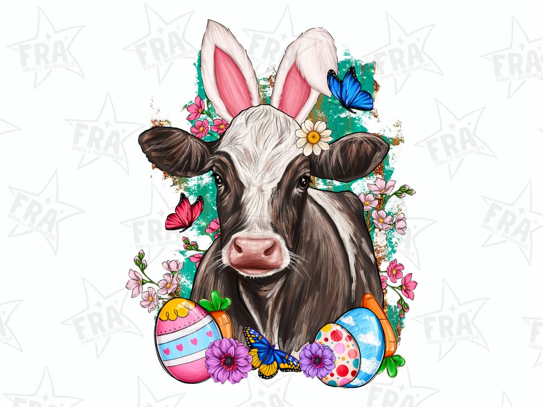 Happy Easter Cow Png, Happy Easter PNG, Highland Cow Png, Rabbit PNG ...