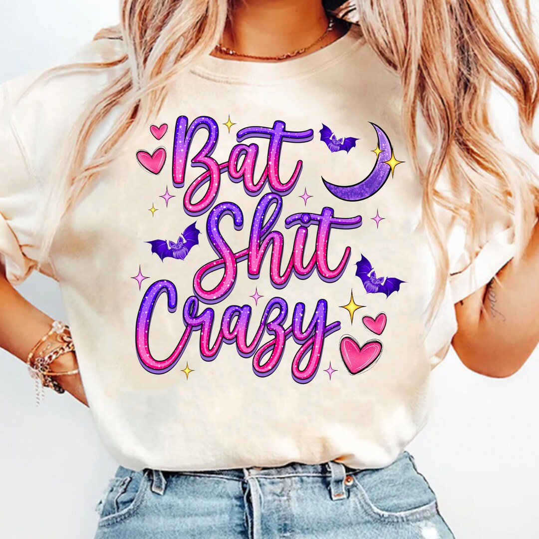 Halloween Bat Shit Crazy Png, Retro Halloween Png, Gothic Png, Black ...