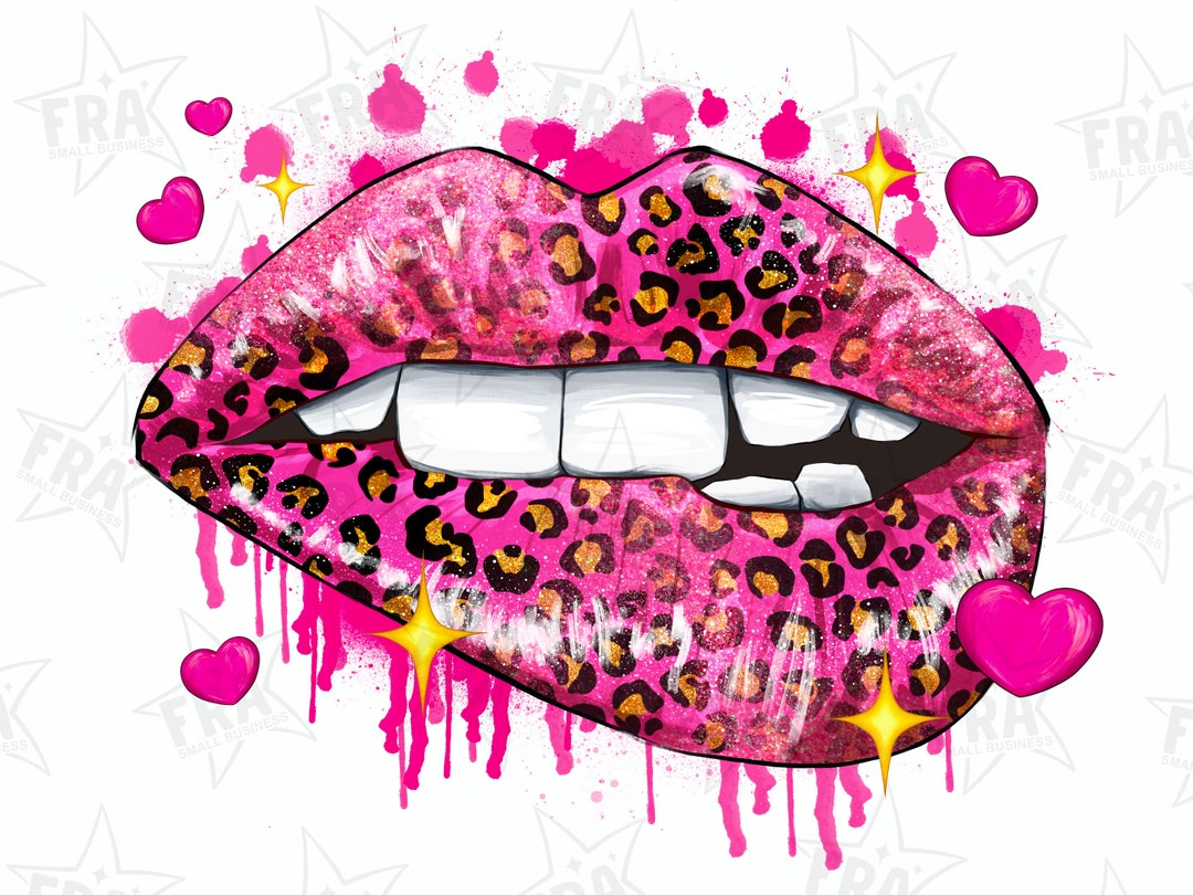 Pink Leopard Lips Png Sublimation Design Download, Pink Lips Png ...
