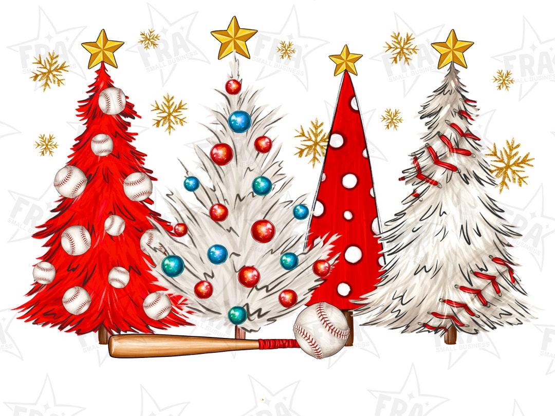 Baseball Christmas Trees Png Sublimation Design Download, Merry ...