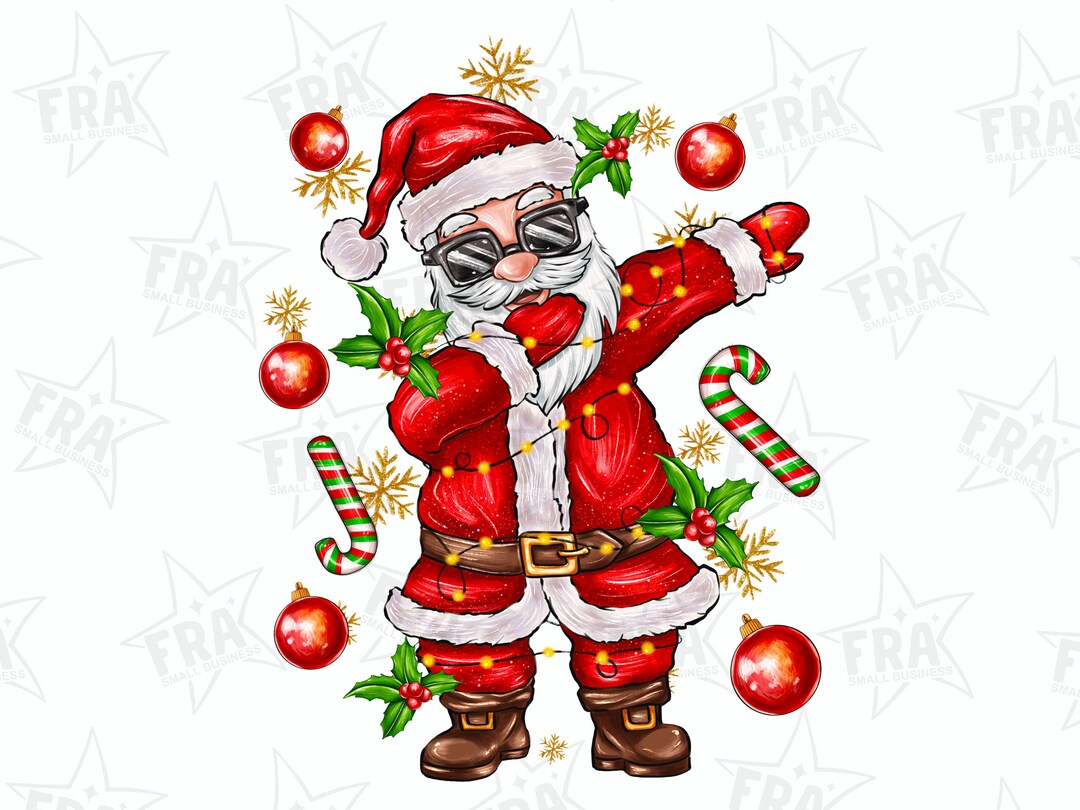 Dabbing Santa With Christmas Lights Png Merry Christmas Png Happy New Year Png Sanra Claus