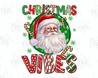 Pink Christmas Vibes Santa Png Sublimation Design, Merry Christmas Png ...
