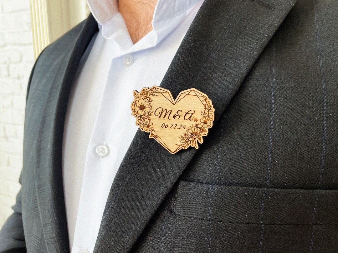 Personalized Heart Wedding Boutonnieres in Bulk, Custom Wedding Flower ...