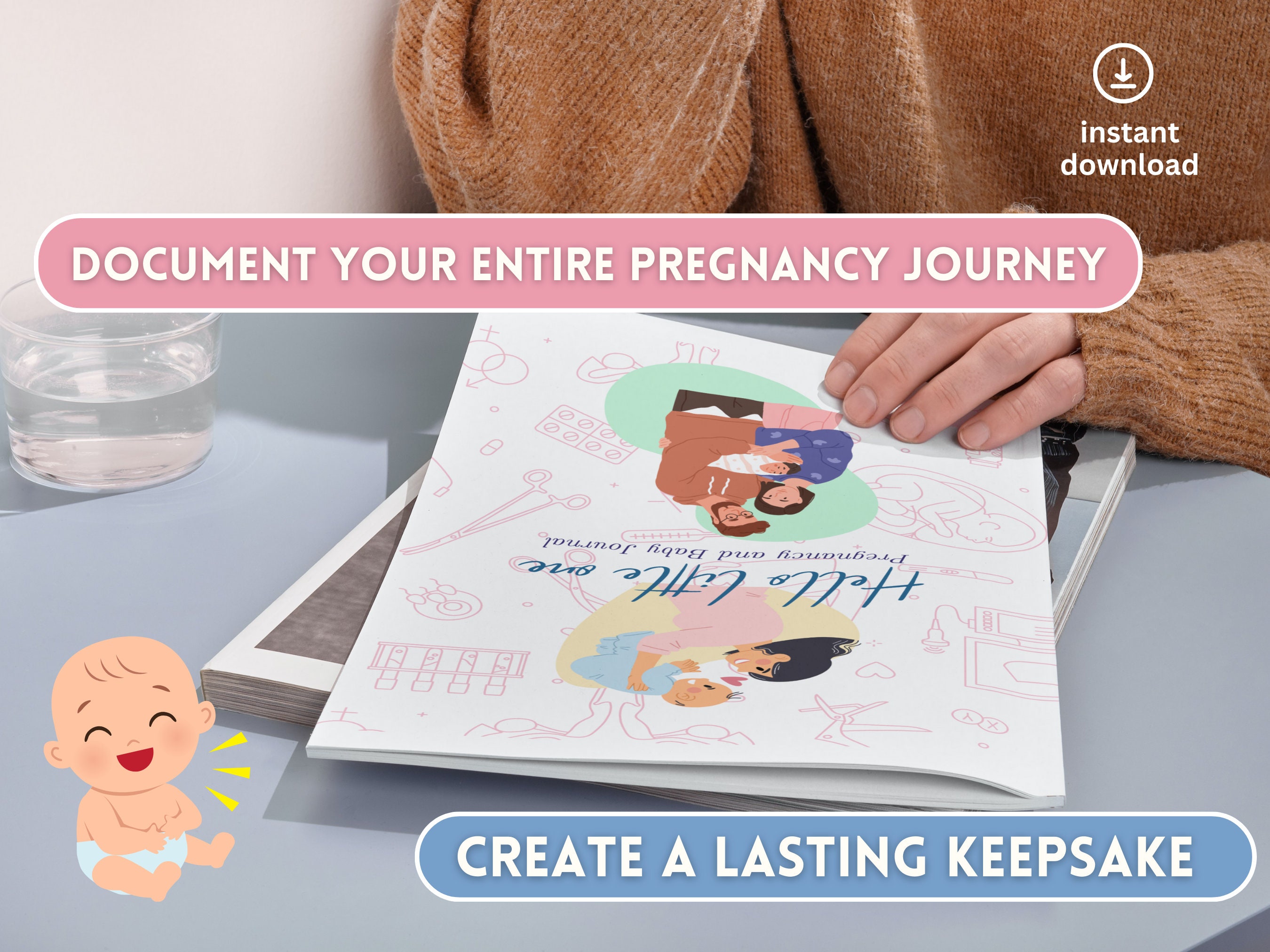 Pregnancy & Baby Journal Printable and Digital File, New Mom Gift, Baby ...