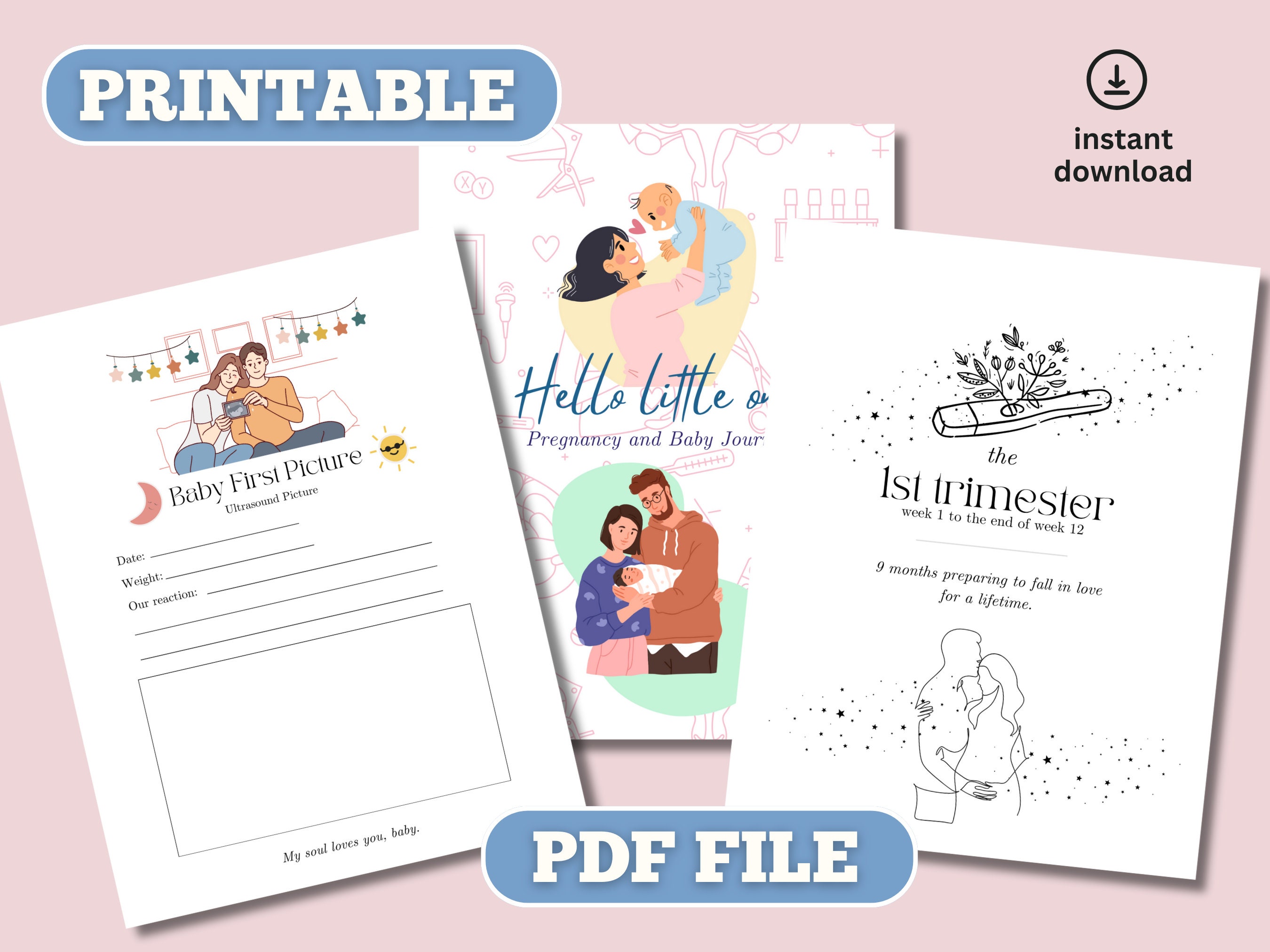 Pregnancy & Baby Journal Printable and Digital File, New Mom Gift, Baby ...
