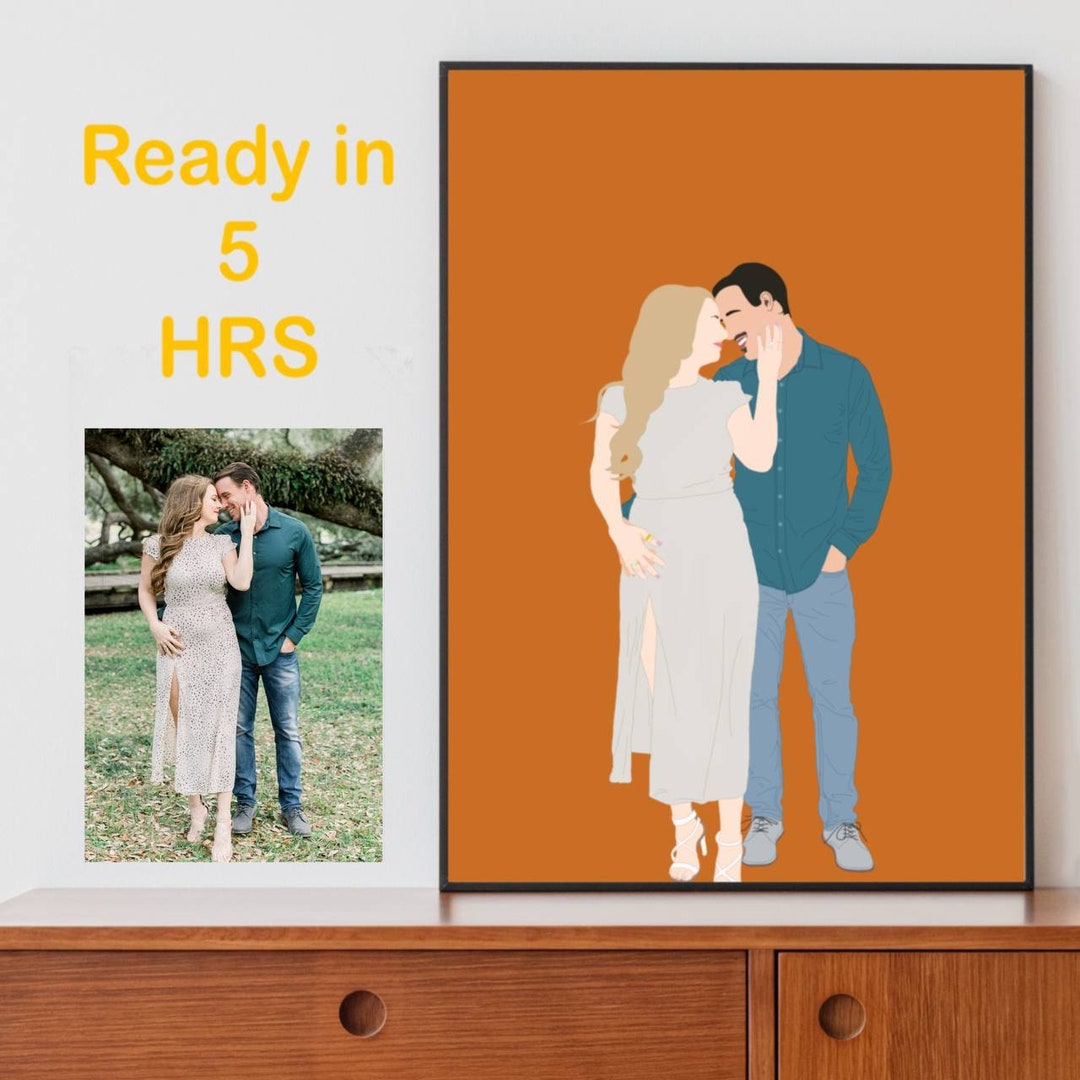 Faceless Portrait Drawing, Custom Family Portraits, Faceless Portrait ...