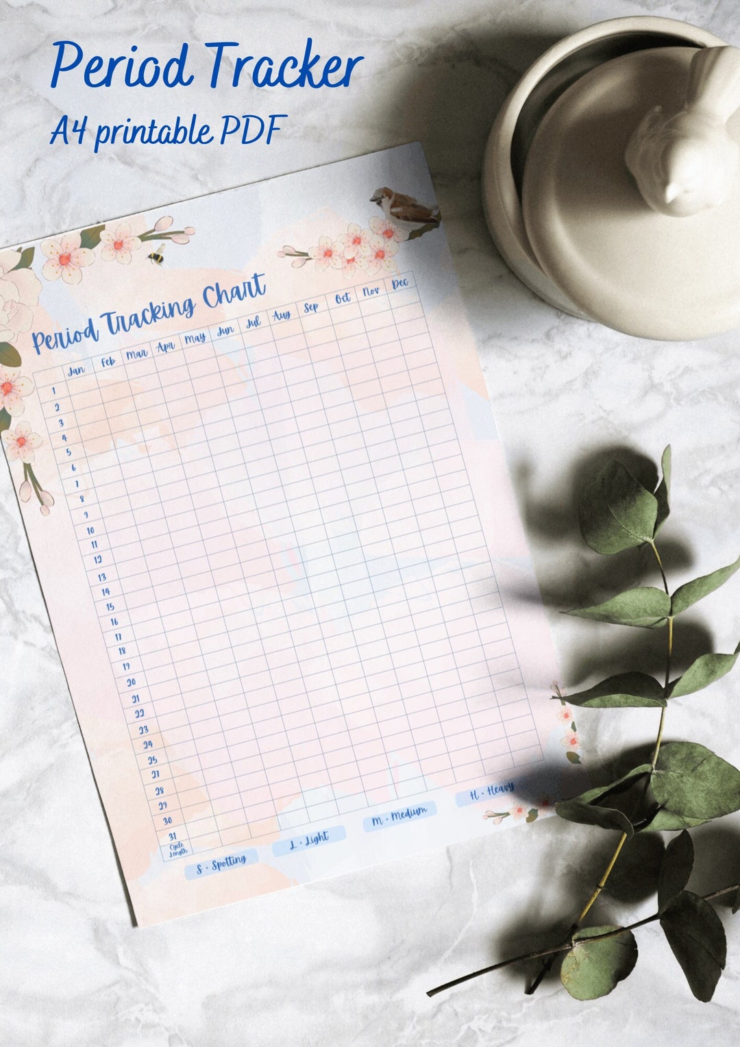 Period Tracker to Chart Your Menstrual Cycle, Health Planner, Period ...