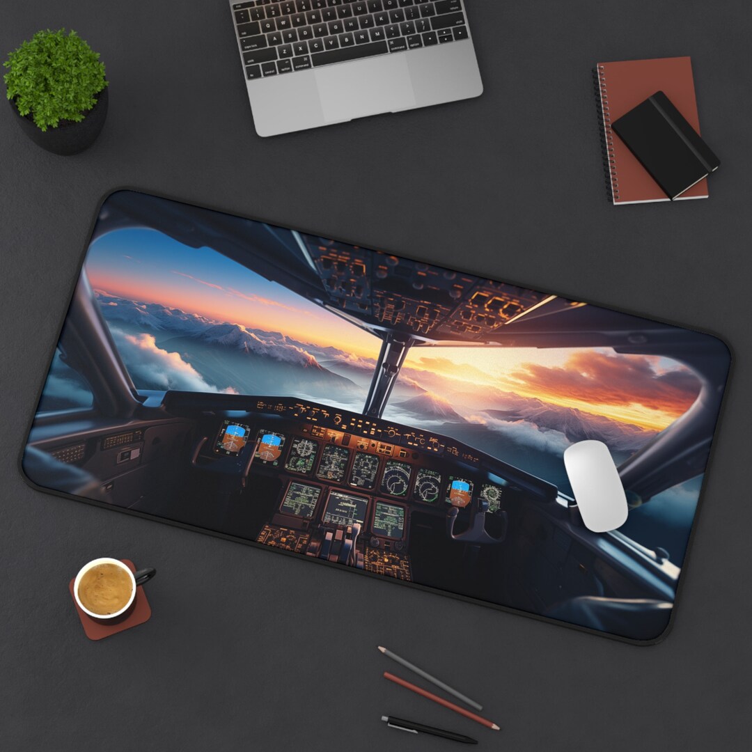 Plane Cockpit Desk Mat - Mouse Pad for Gaming and Office, Gift With ...