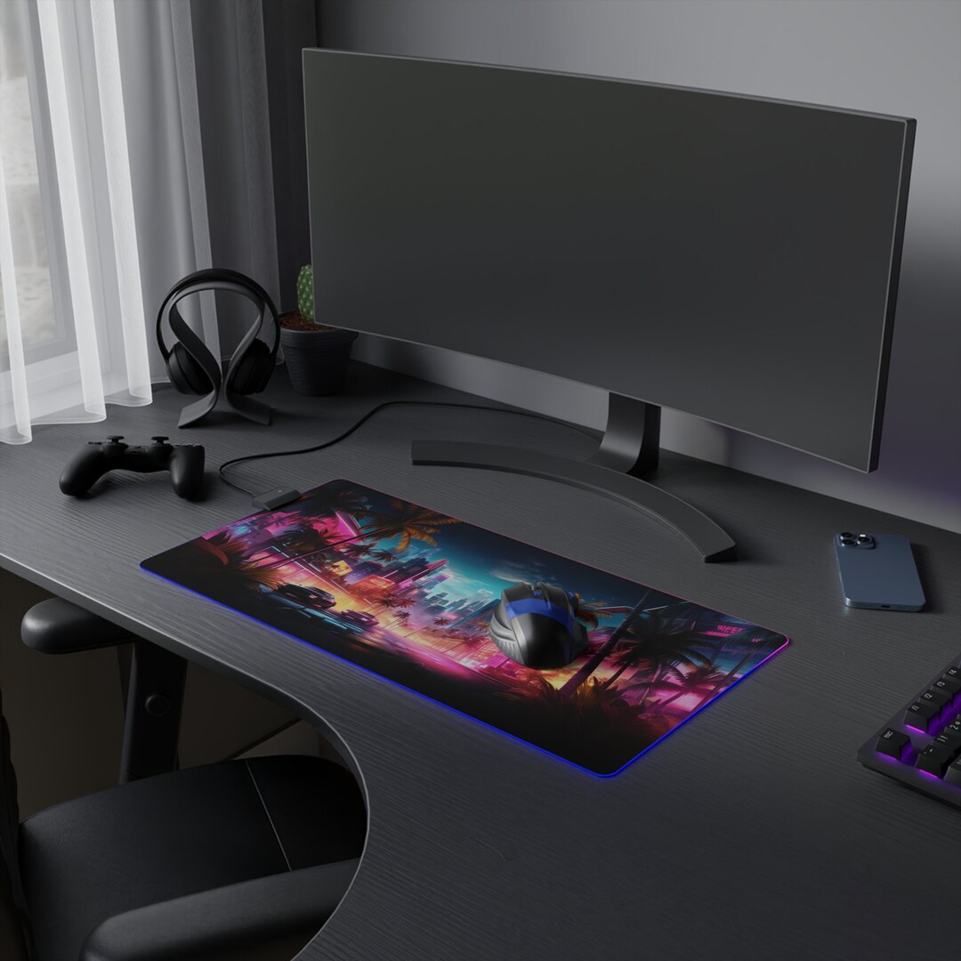 Miami Vice LED Gaming Mouse Pad, Gaming Mat, Neon Lights, Vibrant ...