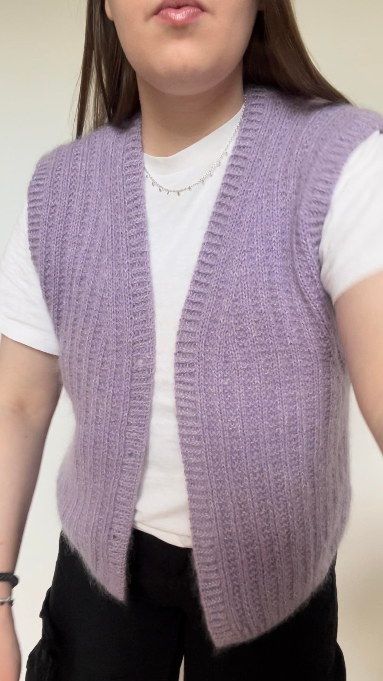 Viola Vest ENGLISH Knitting Pattern: Top-down Double Broken Rib Stitch ...