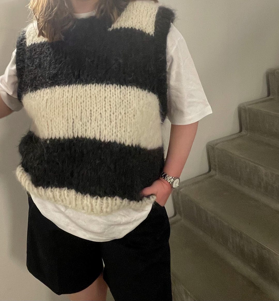 Thea Slipover ENGLISH Knitting Pattern: Chunky Fluffy Knit Vest With ...