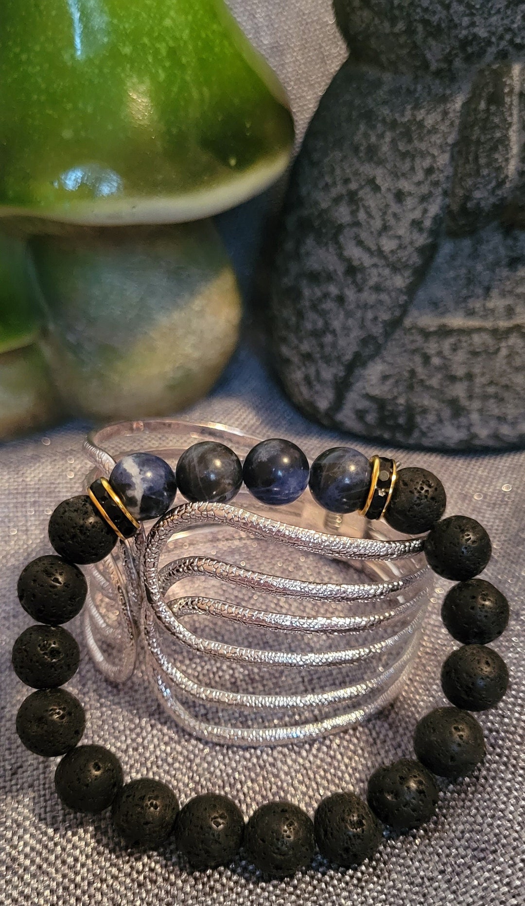 Gemstone & Lava Rock Bracelets - Etsy
