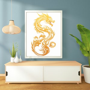 Golden Dragon Printable Wall Art,minimal Dragon Poster,animal Art ...