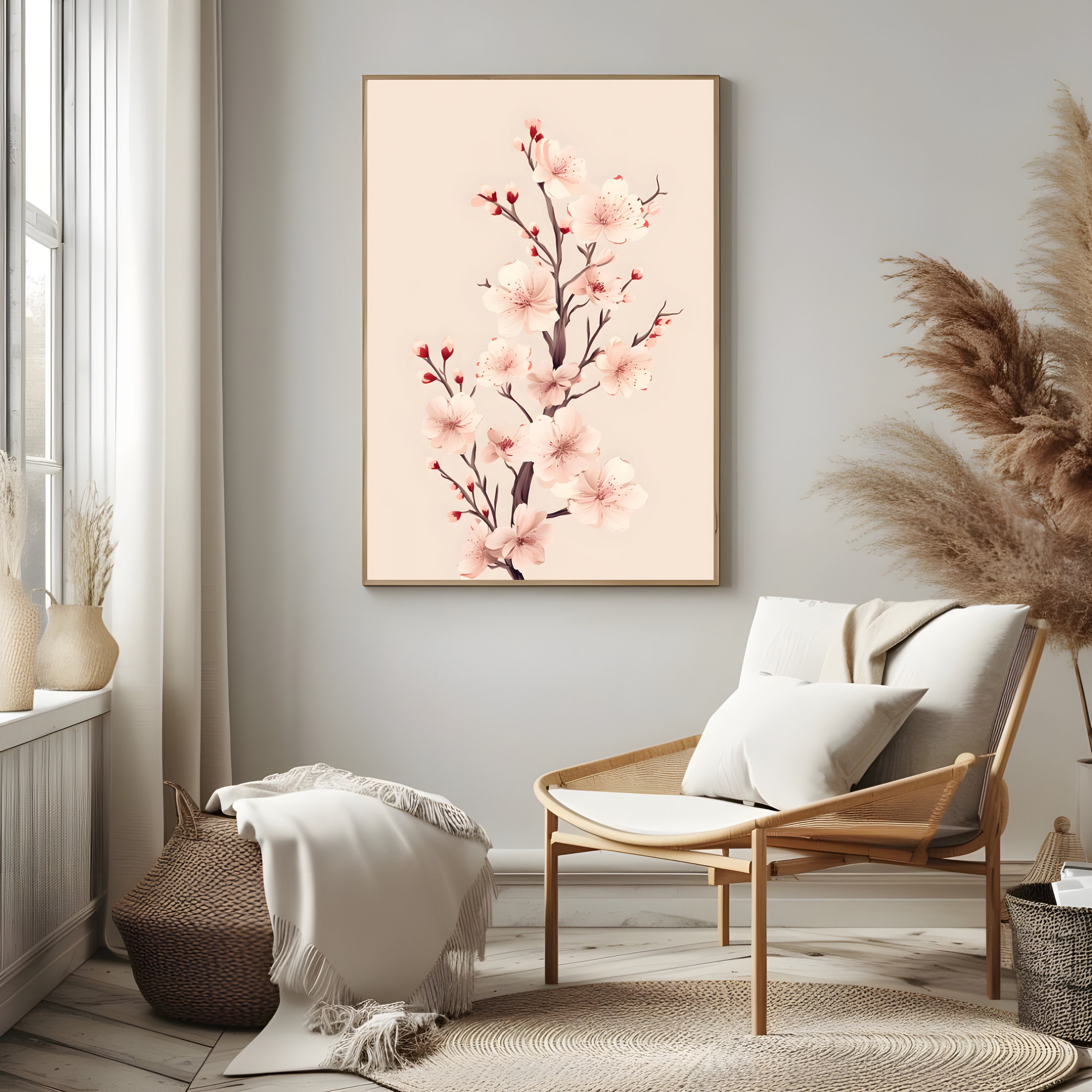 Boho Cherry Blossom Wall Art Printable for Home Decor,tropical Flowers ...