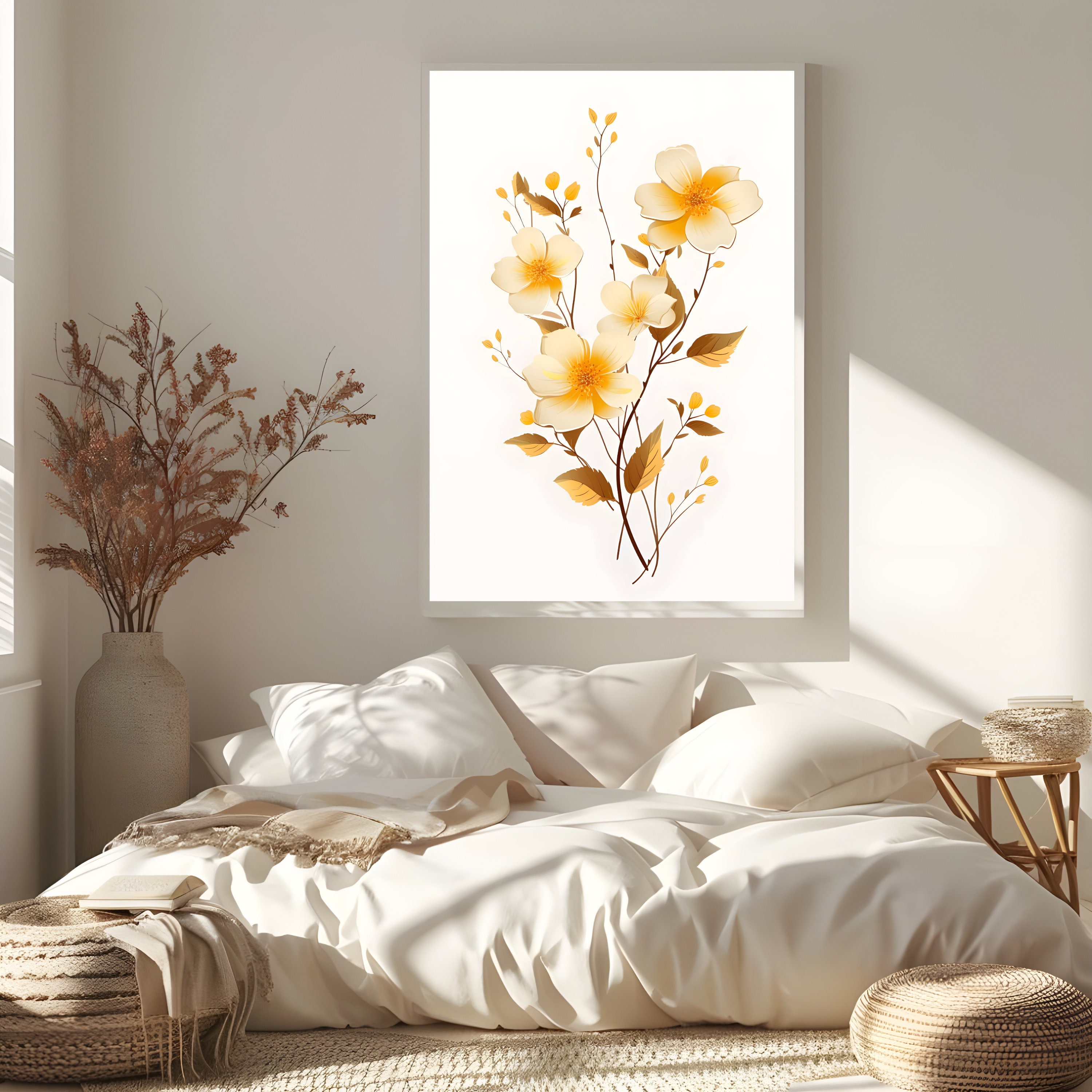 Yellow Boho Flower Wall Art Printable for Wall Decor,boho Yellow ...