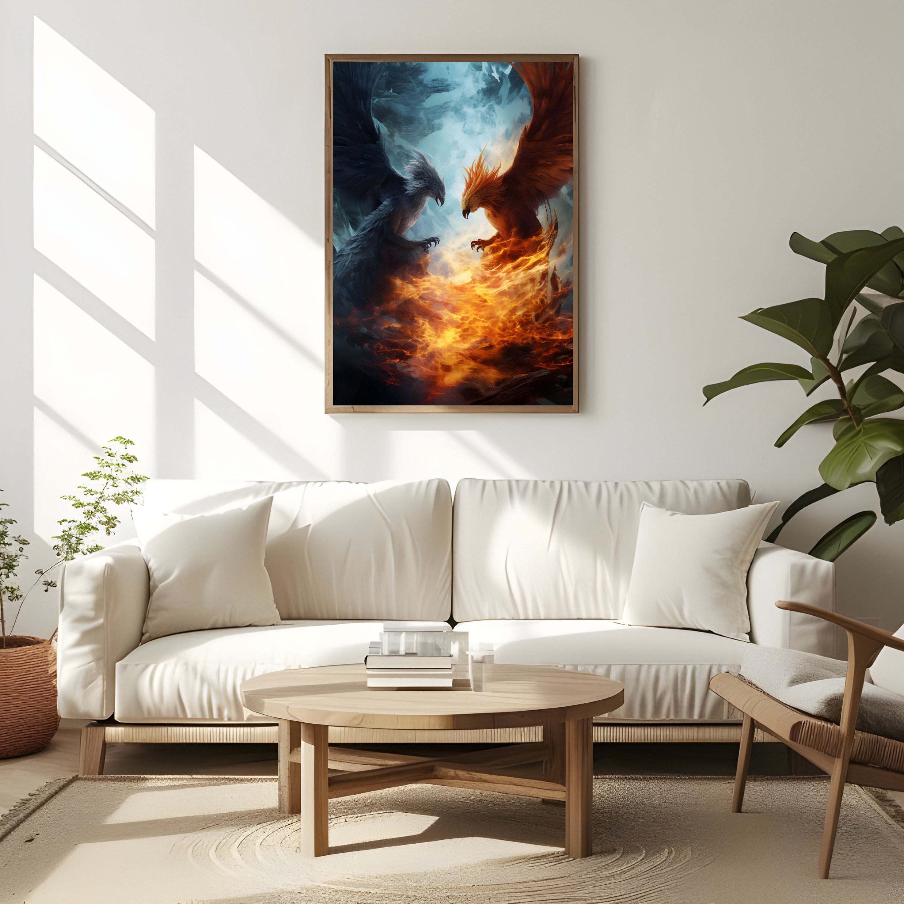 Ice and Fire Phoenix Wall Art Prints,phoenix Art Print,fantasy Phoenix ...