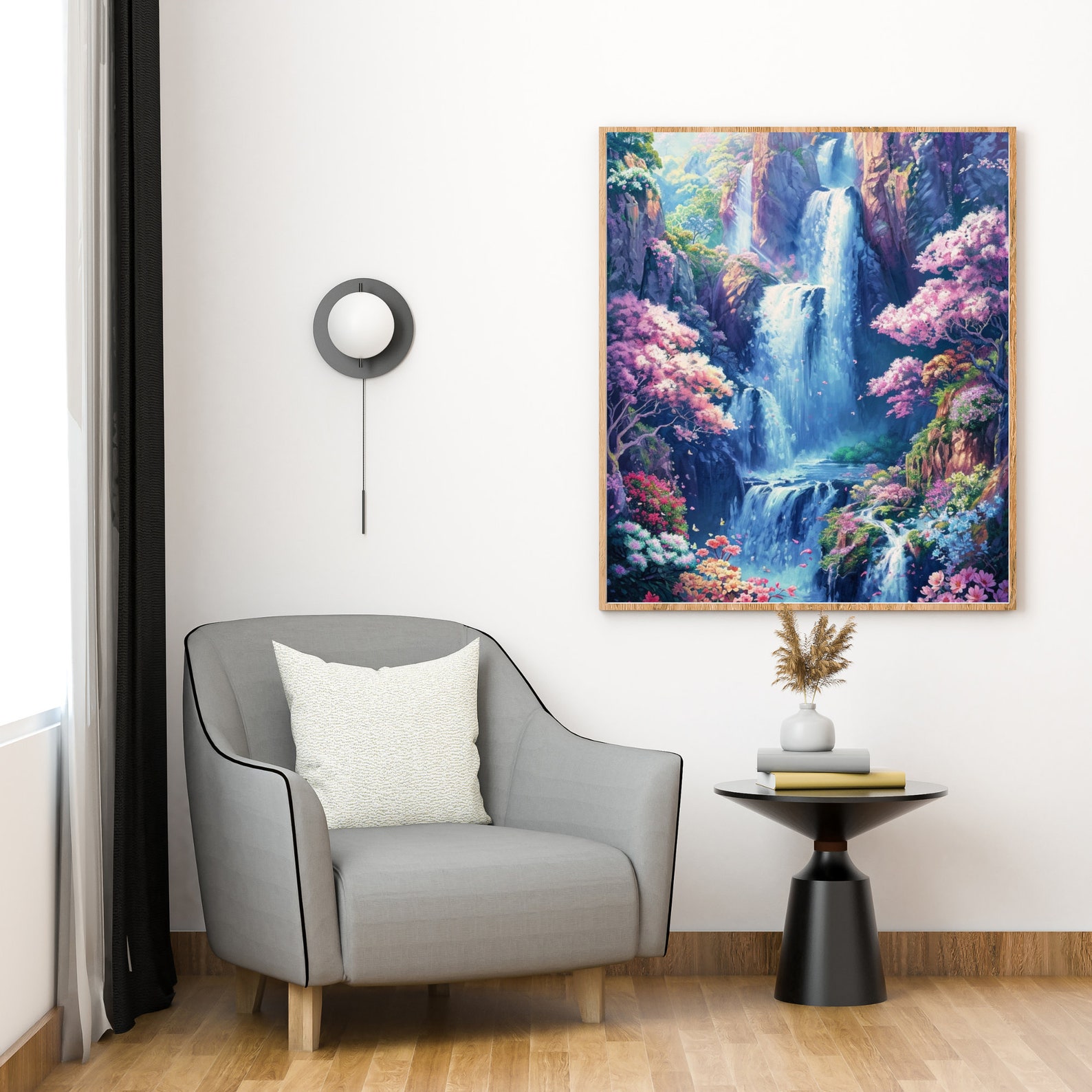 Floral Waterfall,printable Wall Art,flower Waterfall Watercolor ...
