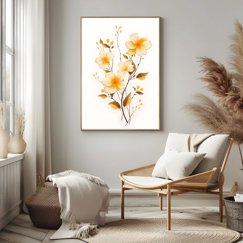 Yellow Boho Flower Wall Art Printable for Wall Decor,boho Yellow ...