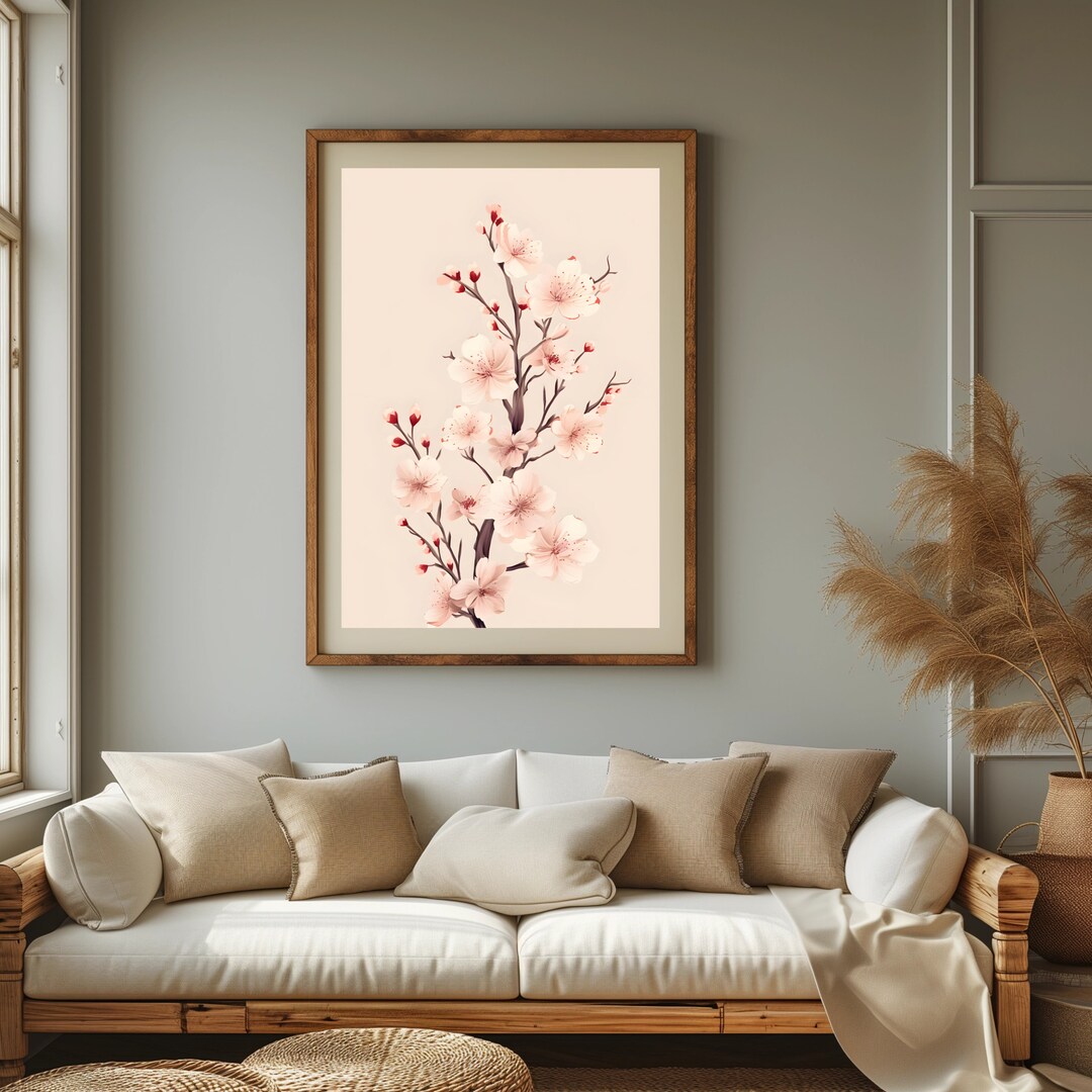Boho Cherry Blossom Wall Art Printable for Home Decor,tropical Flowers ...