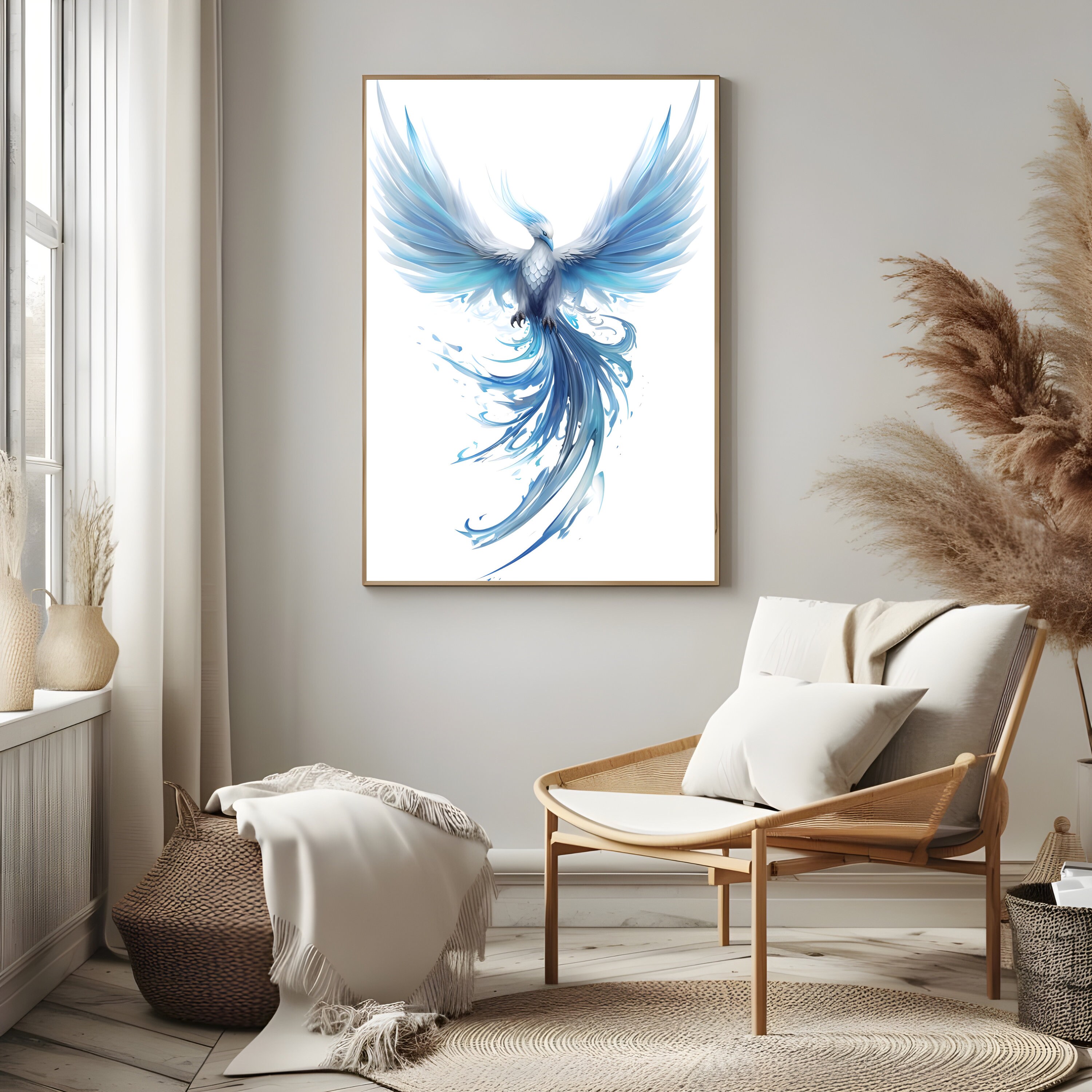 Watercolor Ice Phoenix Wall Art Printable for Wall Decor Winter Birds ...