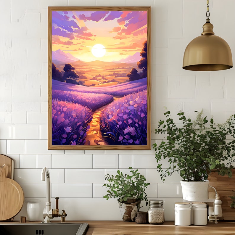 Lavender Fields Wall Art Printable for Home Decor,landscape Sunset Art ...