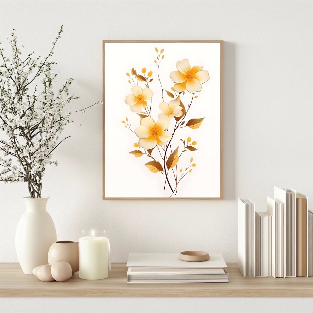 Yellow Boho Flower Wall Art Printable for Wall Decor,boho Yellow ...