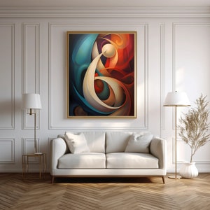 Abstract Art Blue Red White Printable Wall Art,colorful Abstract Art ...