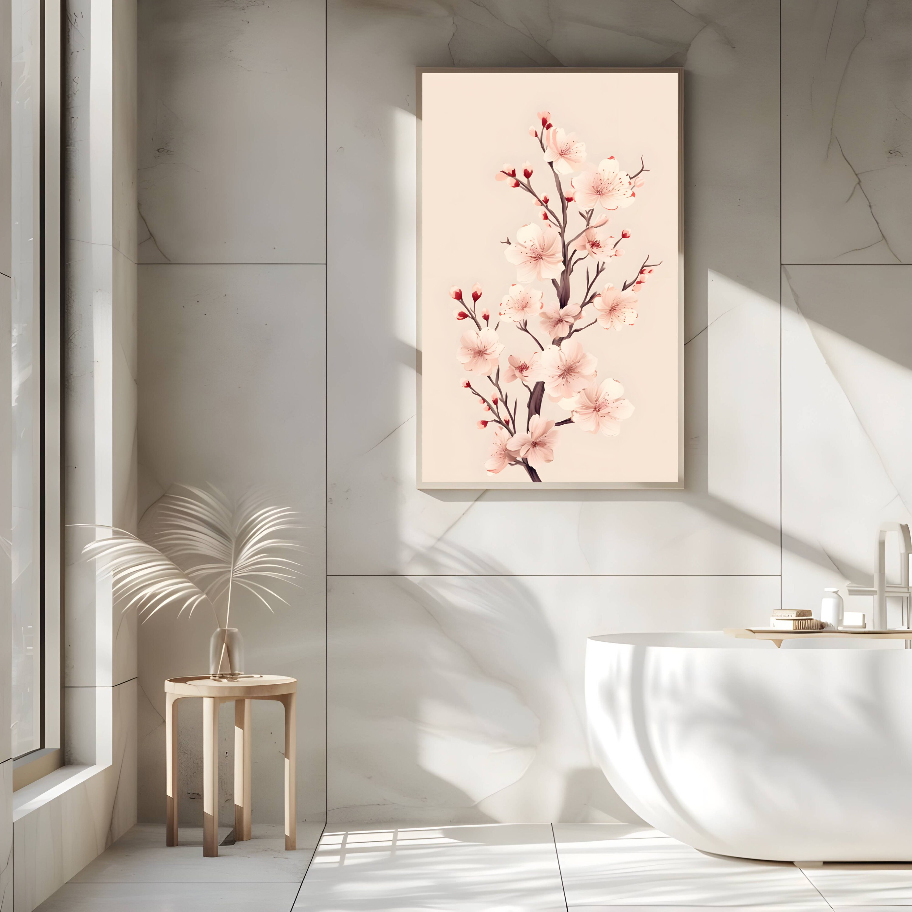 Boho Cherry Blossom Wall Art Printable for Home Decor,tropical Flowers ...