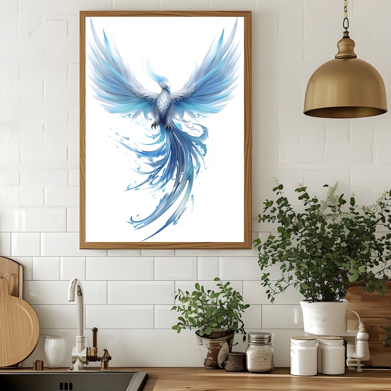Watercolor Ice Phoenix Wall Art Printable for Wall Decor Winter Birds ...