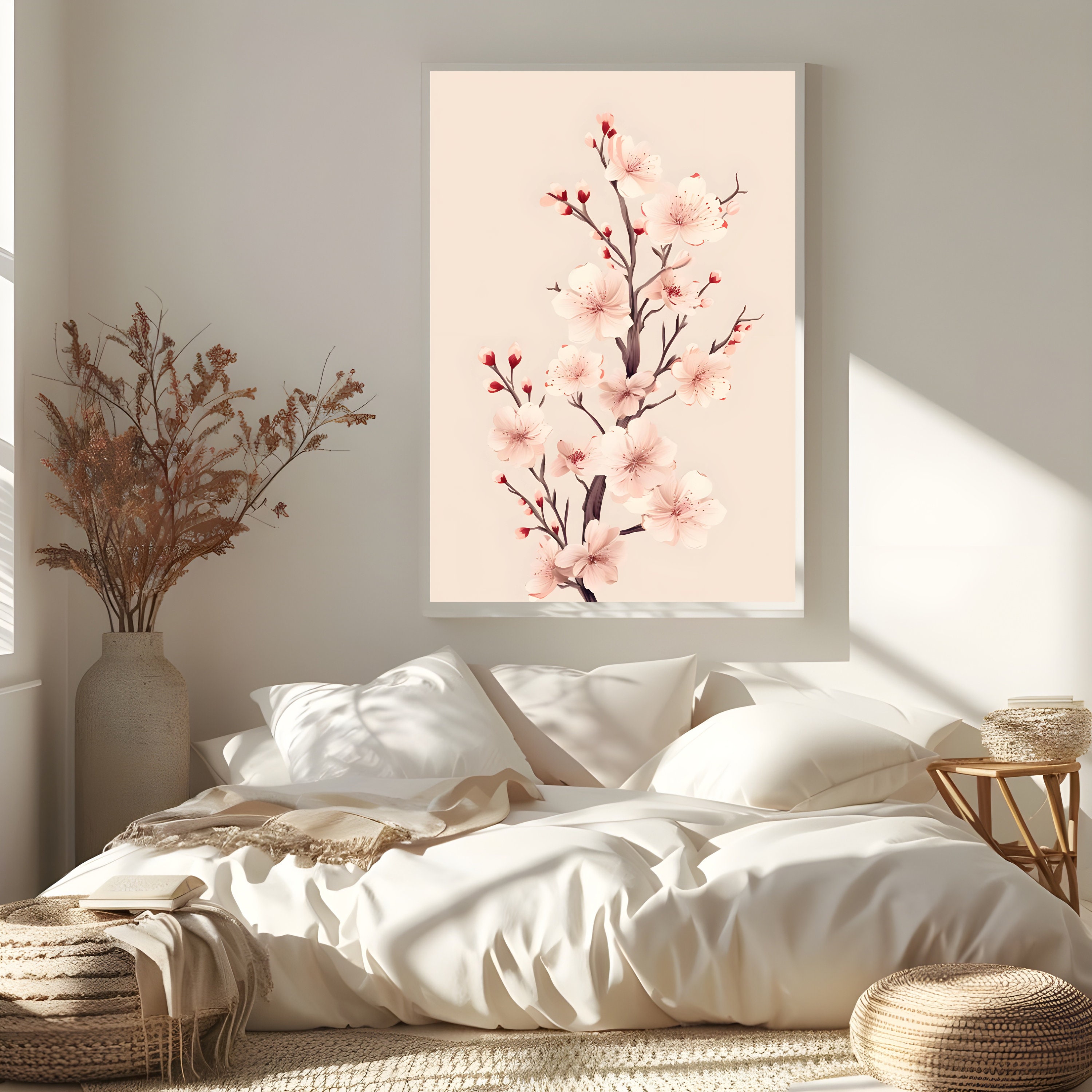 Boho Cherry Blossom Wall Art Printable for Home Decor,tropical Flowers ...