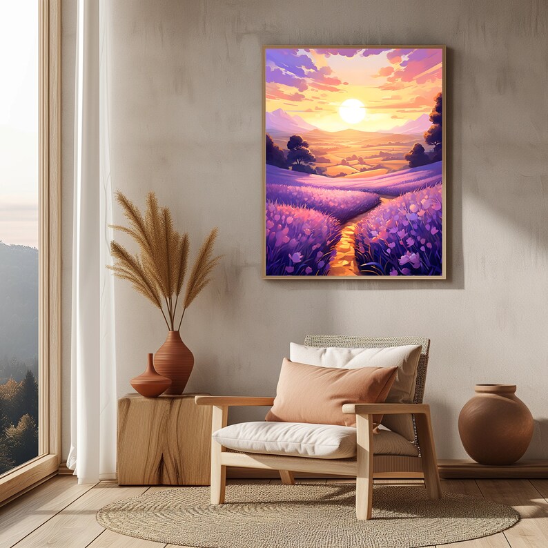 Lavender Fields Wall Art Printable for Home Decor,landscape Sunset Art ...