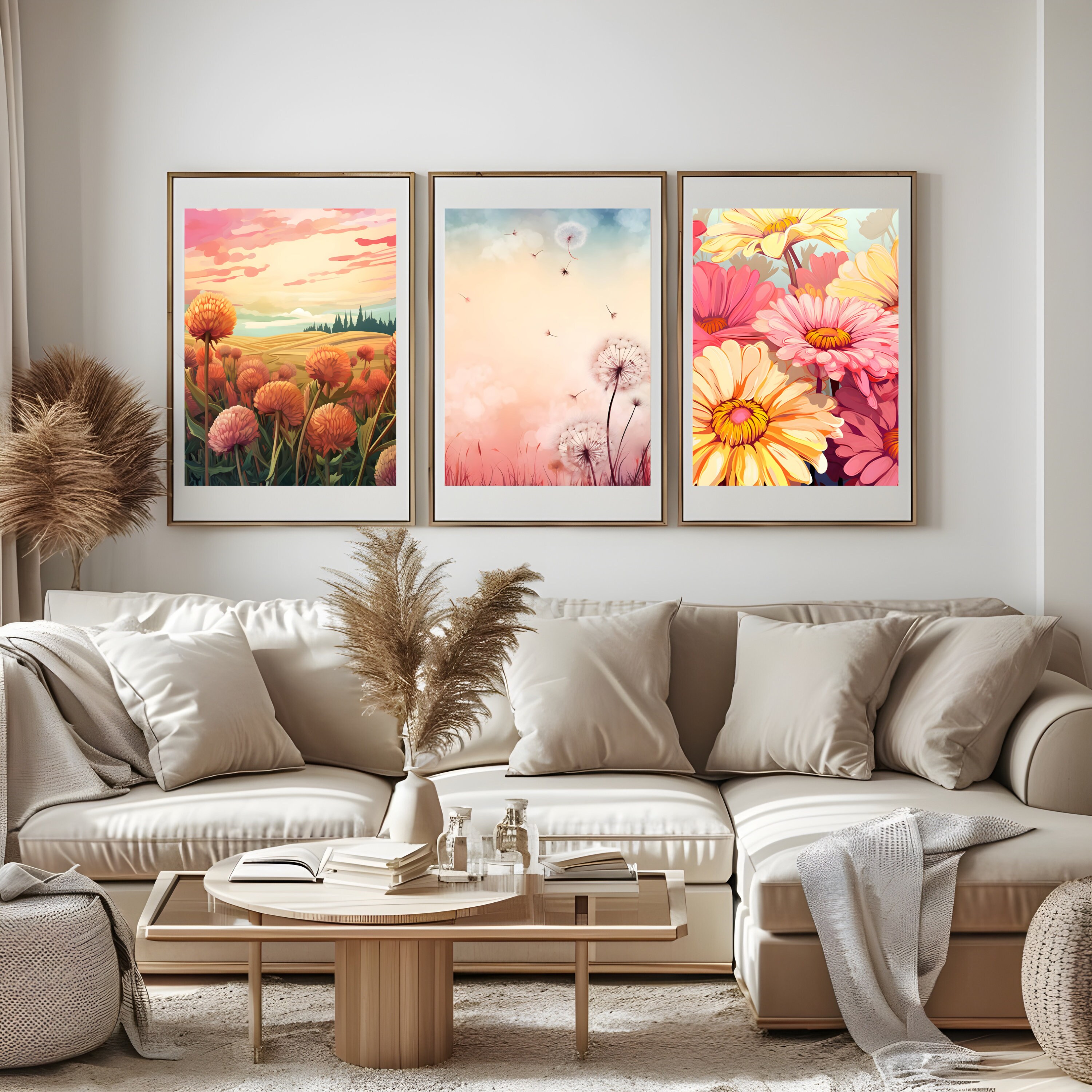 Set of 3 Prints,colorful Flowers Wall Art Prints for Home Decor ...