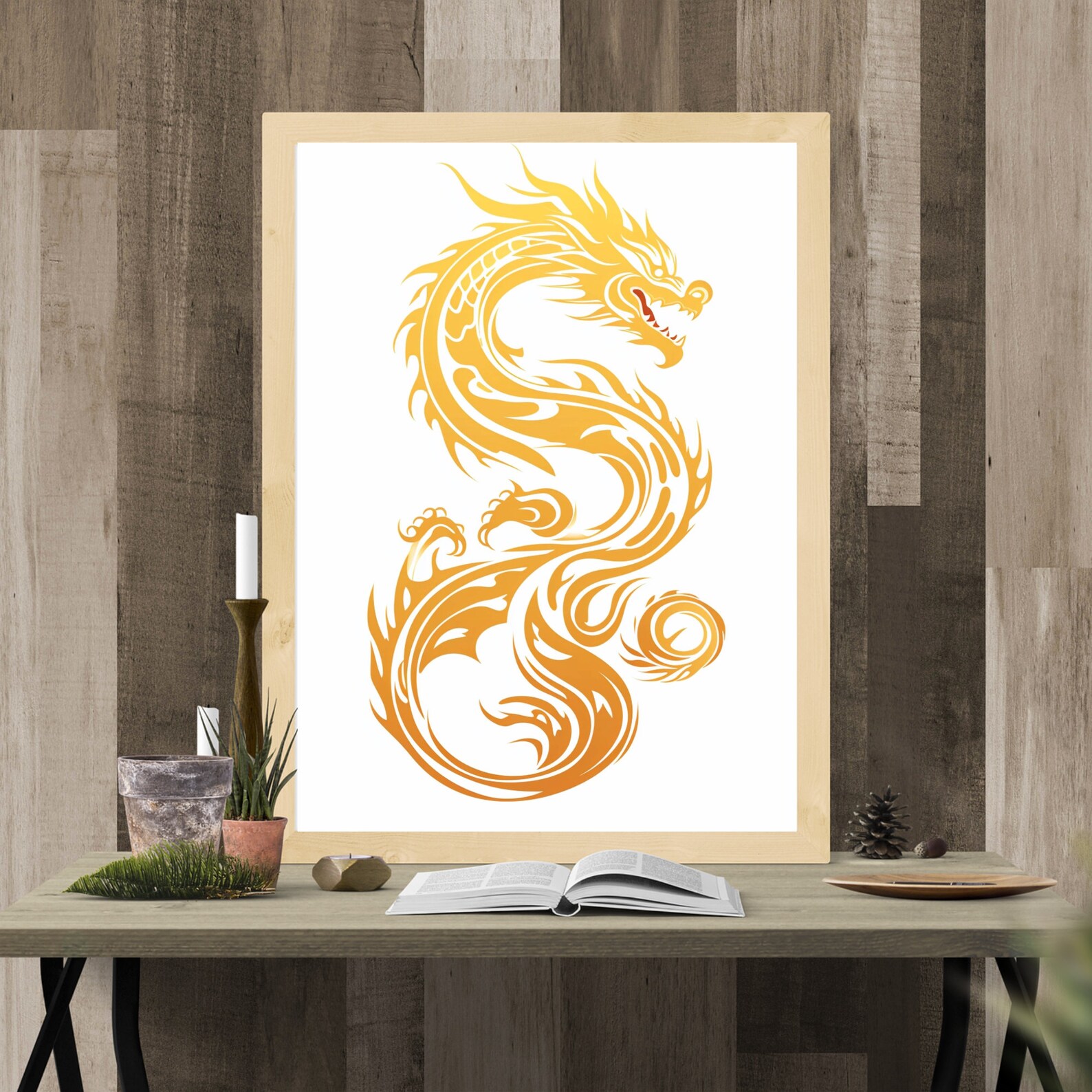 Golden Dragon Printable Wall Art,minimal Dragon Poster,animal Art ...