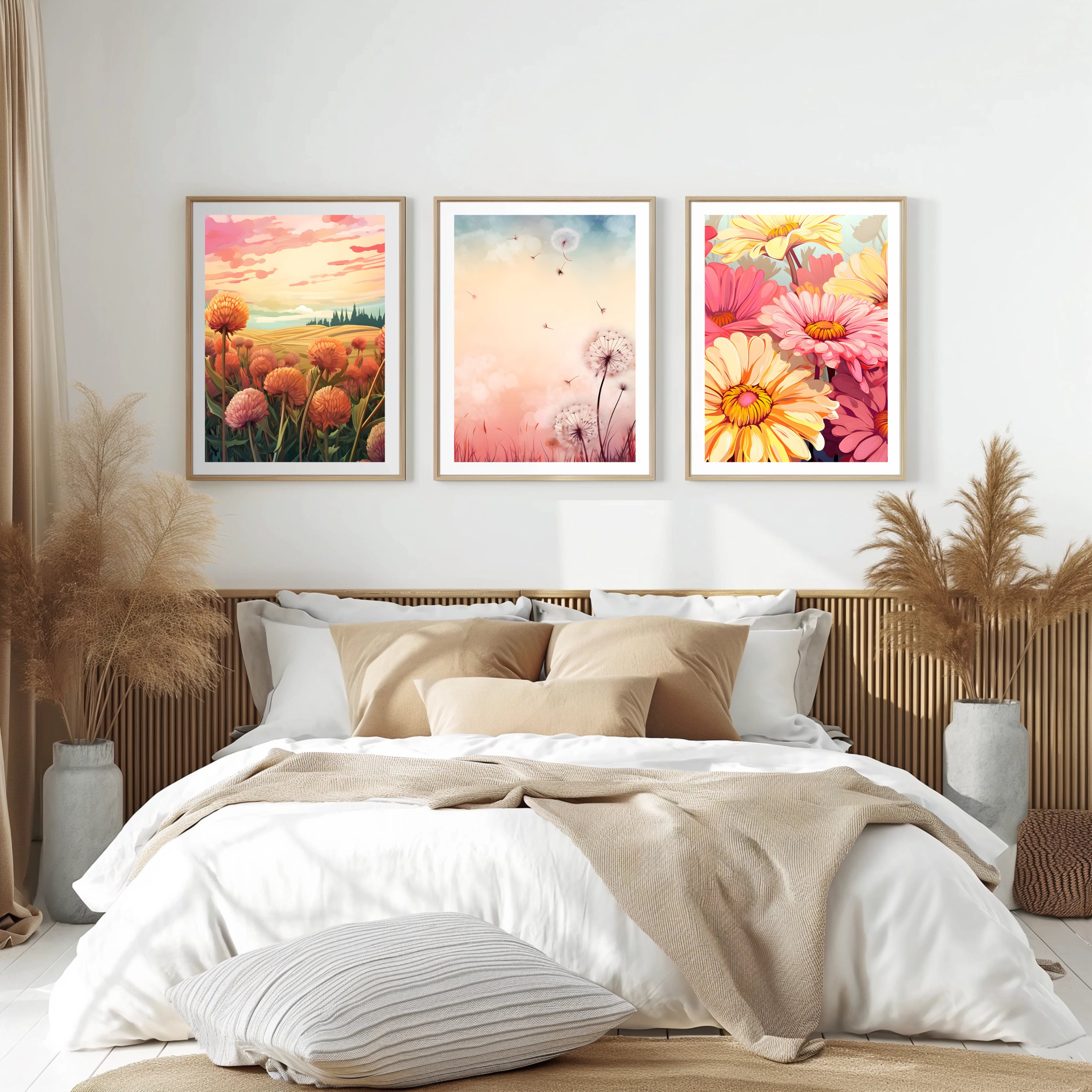 Set of 3 Prints,colorful Flowers Wall Art Prints for Home Decor ...