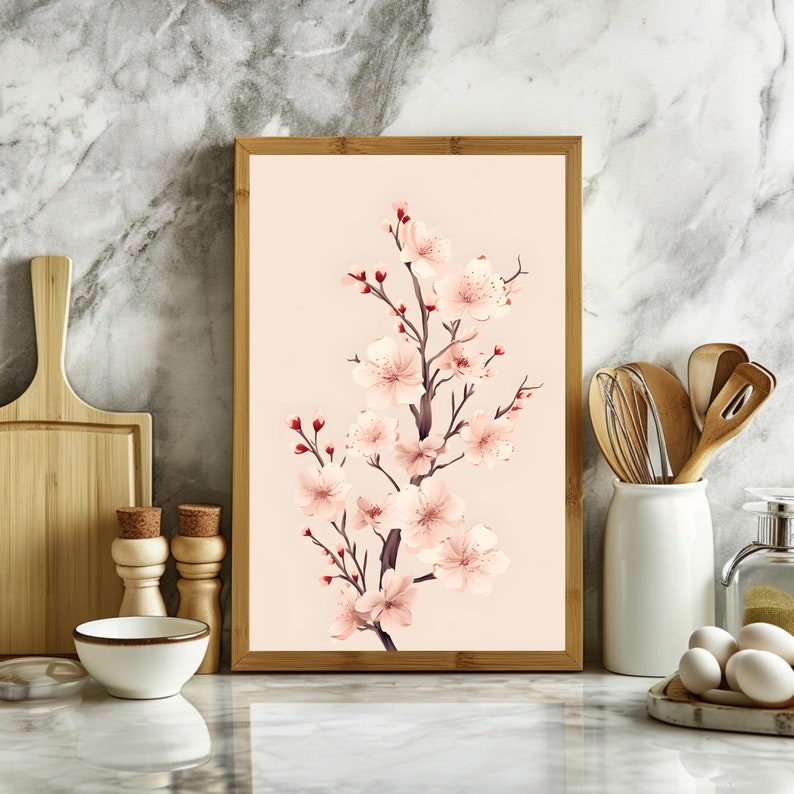 Boho Cherry Blossom Wall Art Printable for Home Decor,tropical Flowers ...