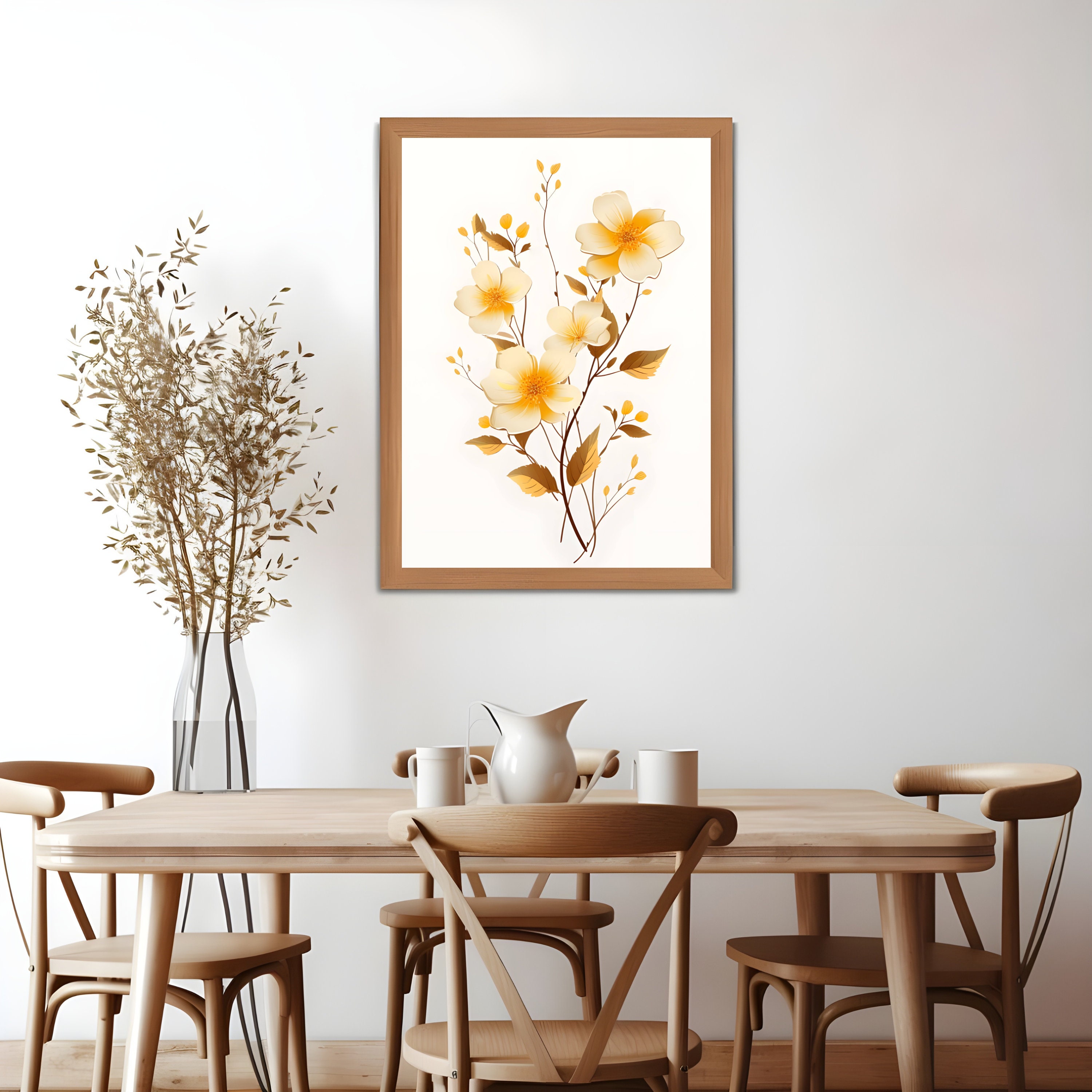 Yellow Boho Flower Wall Art Printable for Wall Decor,boho Yellow ...