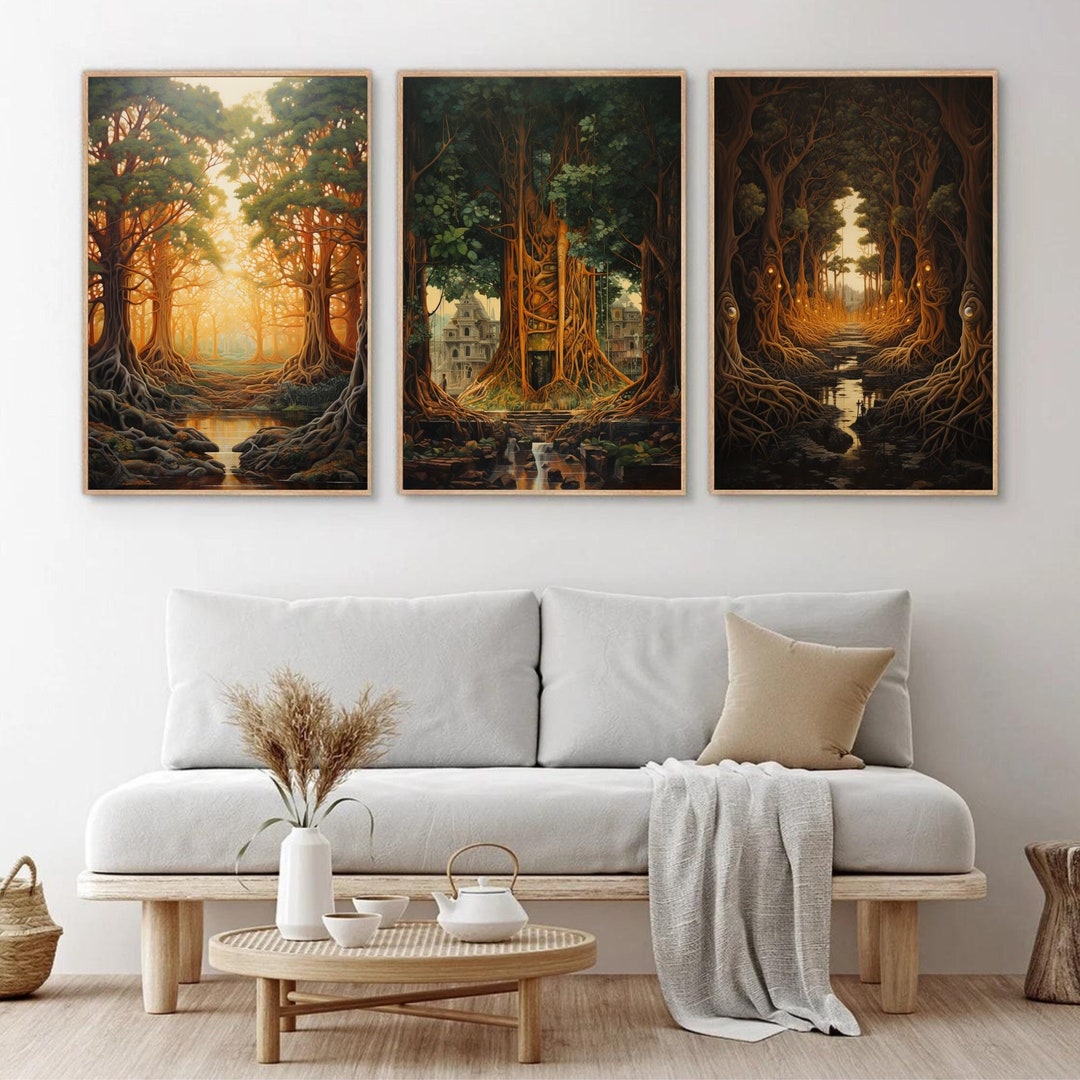 Banyan Tree,set of 3, Printable Wall Art, Nature ,oil Painting ...