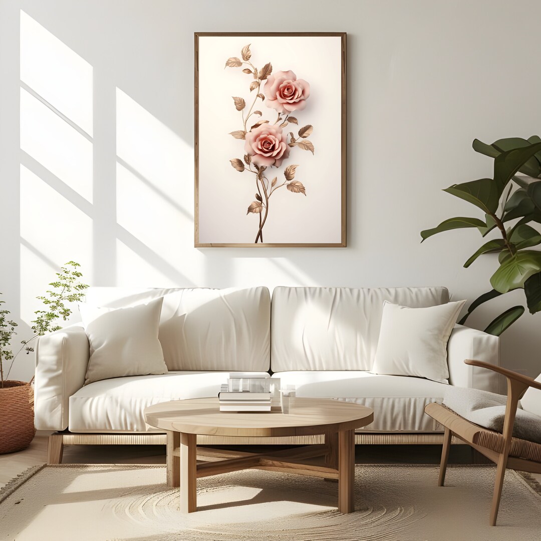 Pink Rose Flower Wall Art Printable for Wall Decor Floral Art Poster ...