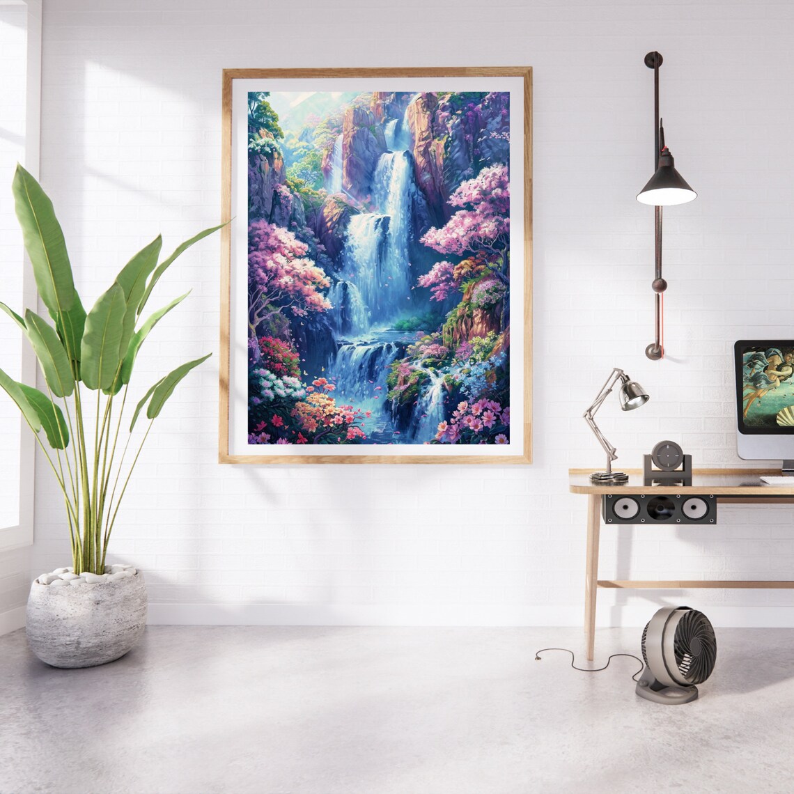 Floral Waterfall,printable Wall Art,flower Waterfall Watercolor ...