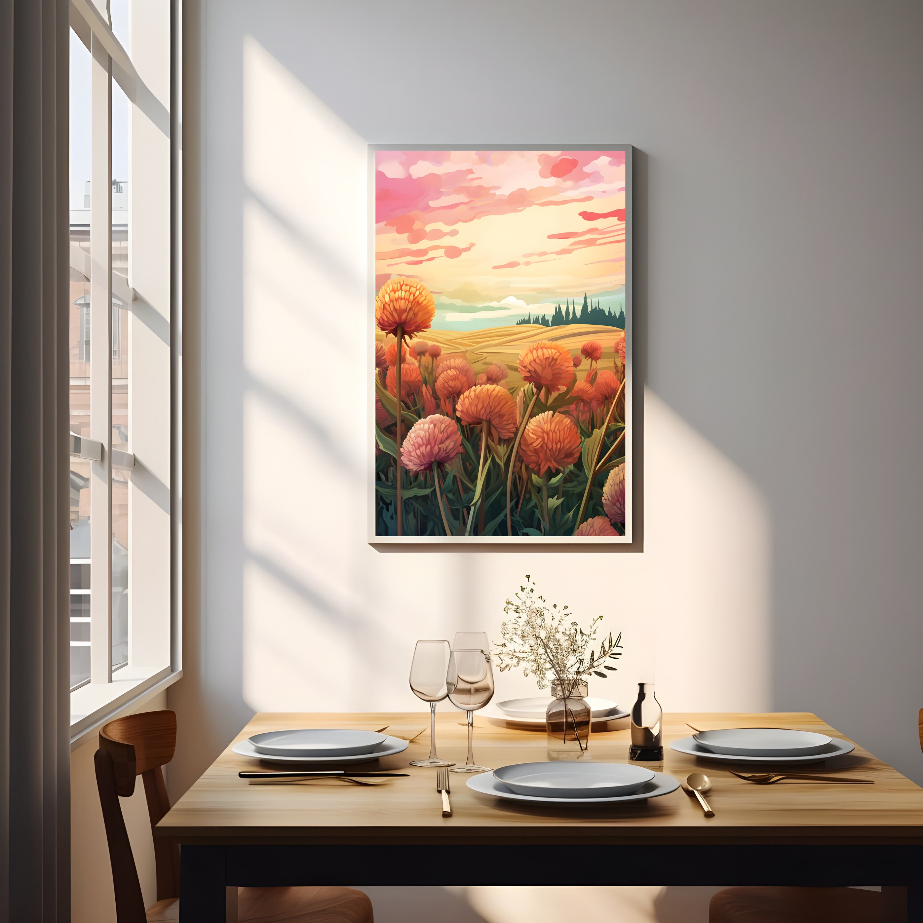 Cockscomb Flower Wall Art Printable for Wall Decor,flower Fields Art ...