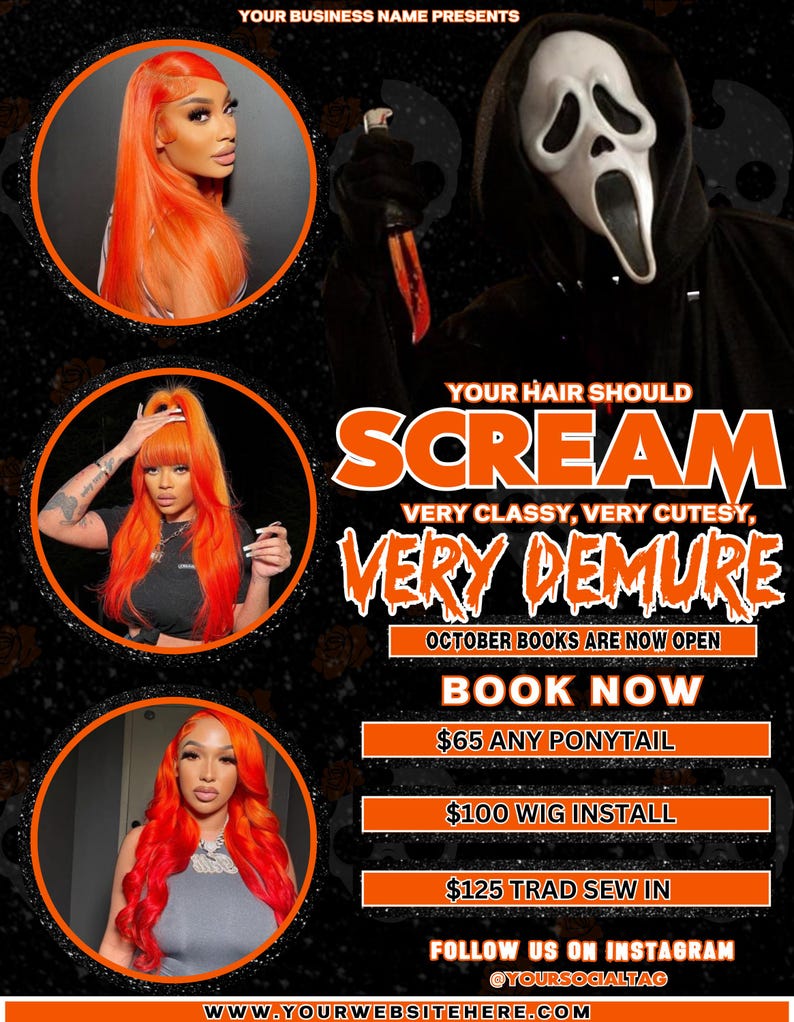 Your Hair Should SCREAM Halloween Flyer (RED) - Etsy