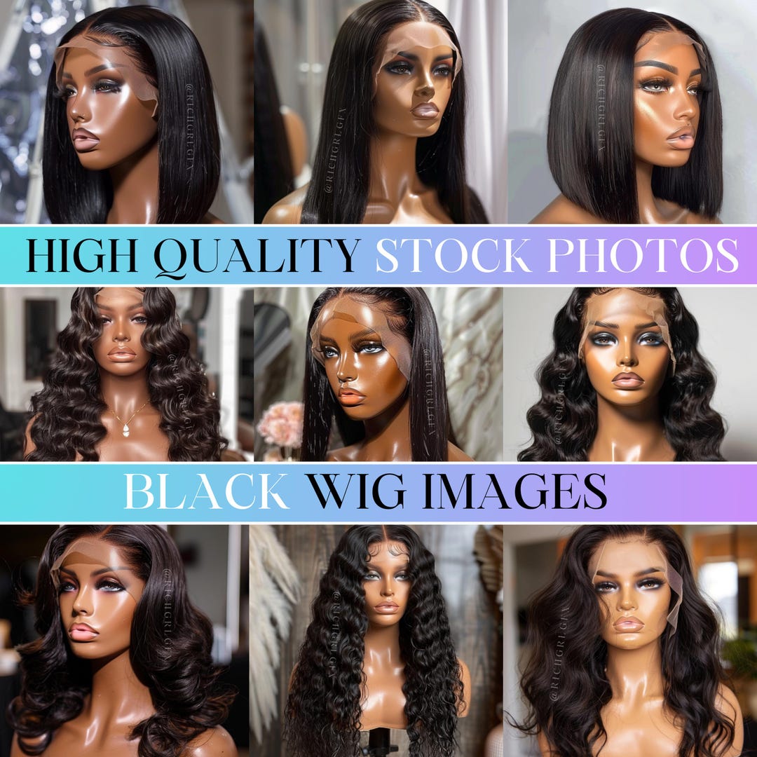Black Wig Stock Photo Bundle (digital Download) - Etsy