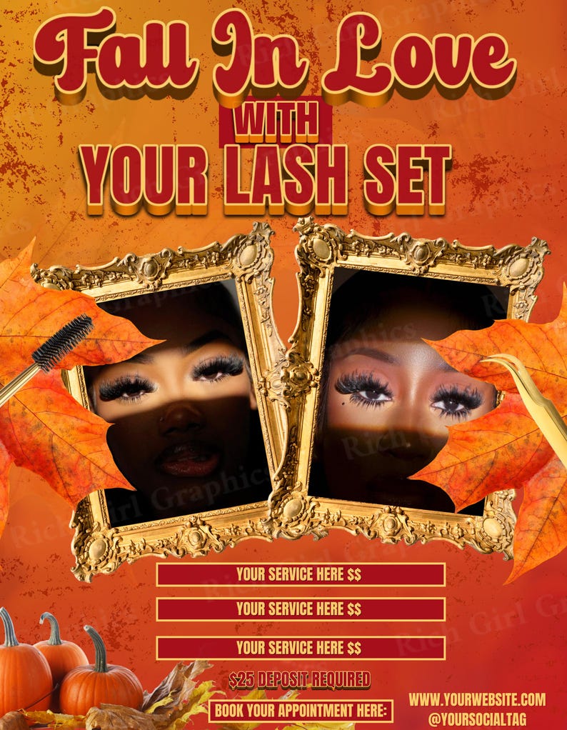 FALL in Love With Your Lashes Template - Etsy