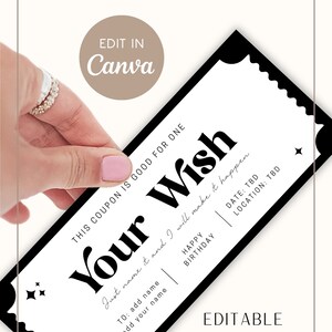 Your Wish Gift Voucher Anniversary Gift Romantic Coupon Editable ...